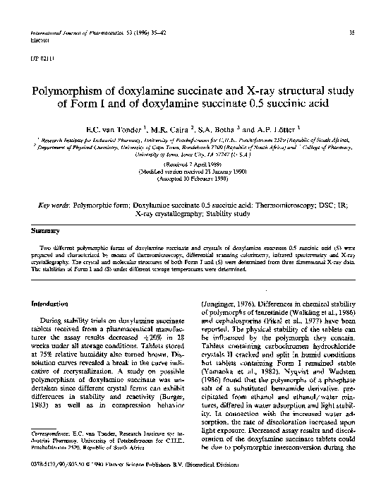 (PDF) Polymorphism of doxylamine succinate and X-ray structural study ...