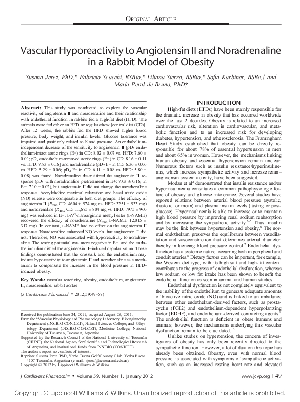 (PDF) Vascular hyporeactivity to angiotensin II and noradrenaline in a ...