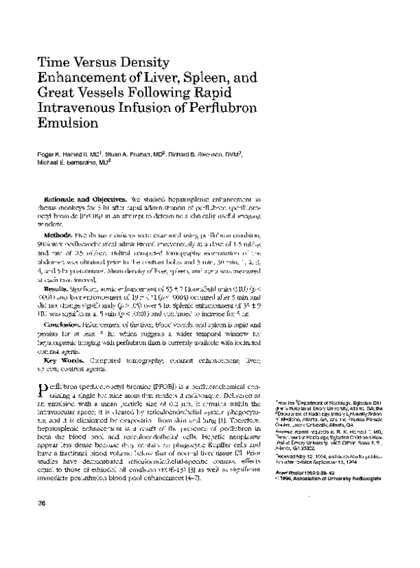 (PDF) Time versus density enhancement of liver, spleen, and great ...