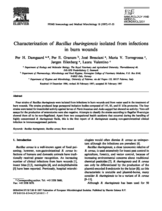(PDF) Characterization of Bacillus thuringiensis isolated from ...
