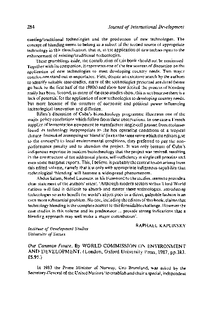 (PDF) Our common future. By World commission on environment and ...