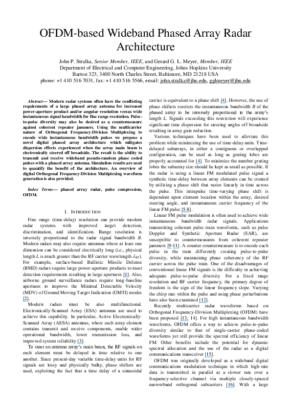 (PDF) OFDM-based wideband phased array radar architecture