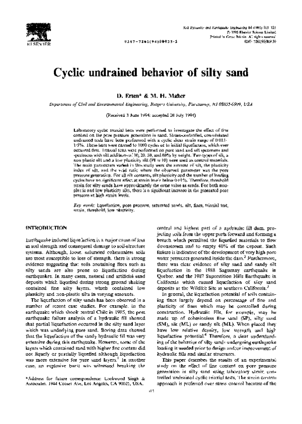 (PDF) Behavior of Fine Sand Under Cyclic Rotation of Principal Stresses ...