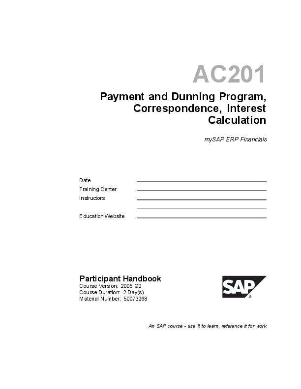 (PDF) SAP FICO- Payment and Dunning Program, Correspondence, Interest ...