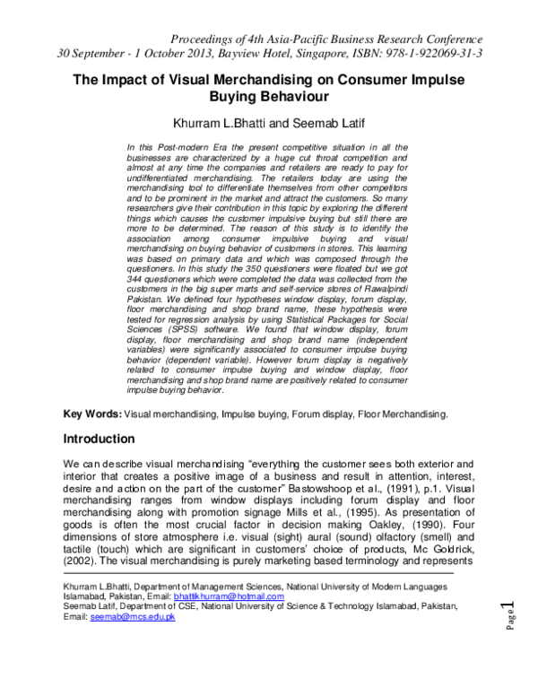 (PDF) The Impact of Visual Merchandising on Consumer Impulse Buying Behaviour