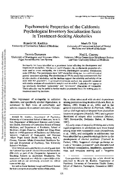 (PDF) Psychometric properties of the California Psychological Inventory ...