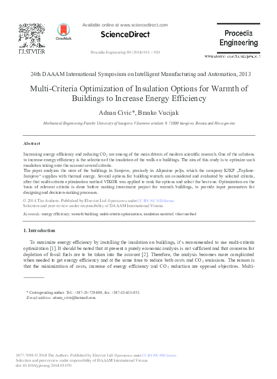 (PDF) Multi-criteria Optimization of Insulation Options for Warmth of Buildings to Increase ...