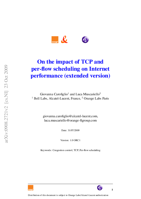 (PDF) On the Impact of TCP and Per-Flow Scheduling on Internet Performance
