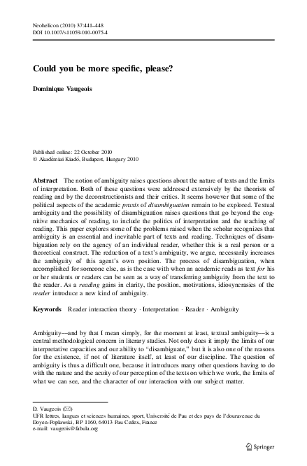 (PDF) Could you be more specific, please?