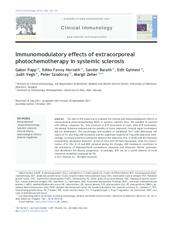 (PDF) Immunomodulatory effects of extracorporeal photochemotherapy in ...