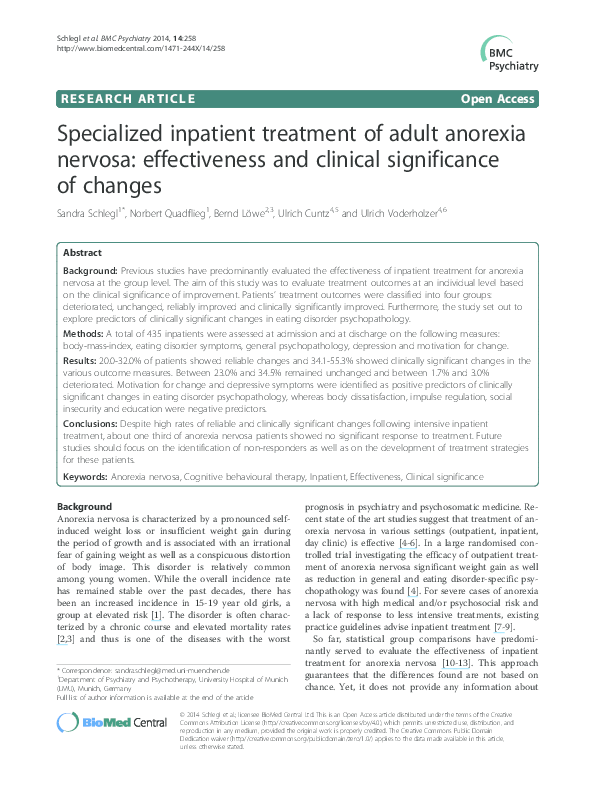 (PDF) Specialized inpatient treatment of adult anorexia nervosa ...