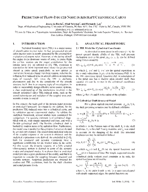(PDF) Prediction of Flow-Induced Noise in Aircraft Cylindrical Cabins