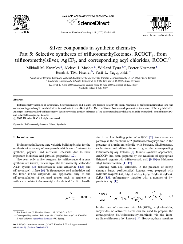 (PDF) Silver compounds in synthetic chemistry