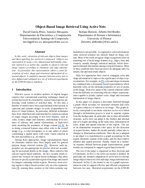 (PDF) Object-Based Image Retrieval Using Active Nets