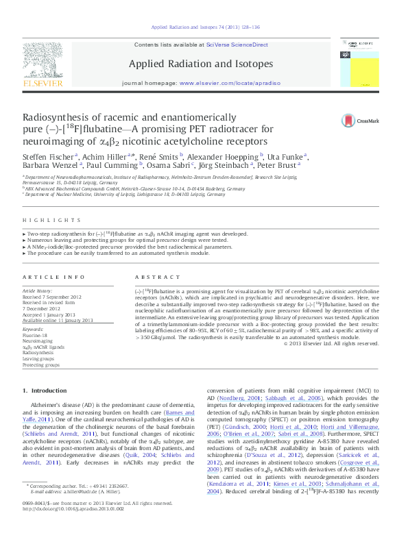 (PDF) Radiosynthesis of racemic and enantiomerically pure (−)-[18F ...
