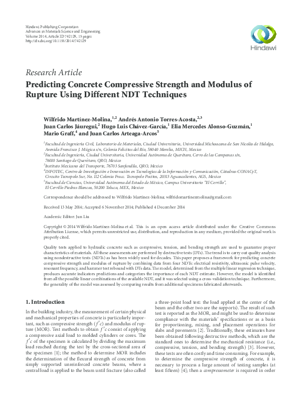 (PDF) Predicting Concrete Compressive Strength and Modulus of Rupture Using Different NDT Techniques