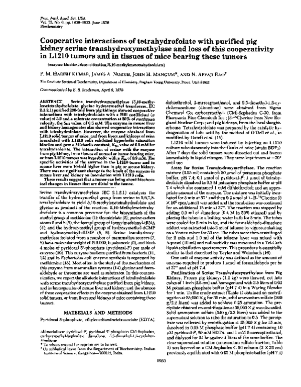 (PDF) Cooperative interactions of tetrahydrofolate with purified pig ...