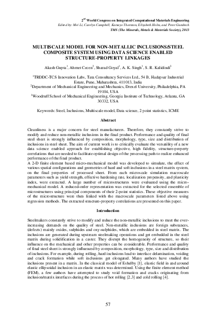 (PDF) Multiscale Model for Non-Metallic Inclusions/Steel Composite System Using Data Science ...