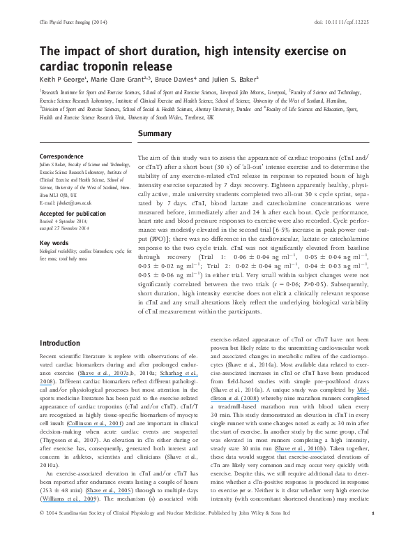 (PDF) The impact of short duration, high intensity exercise on cardiac ...