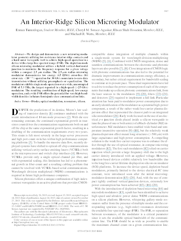 (PDF) An Interior-Ridge Silicon Microring Modulator | Erman Timurdogan ...