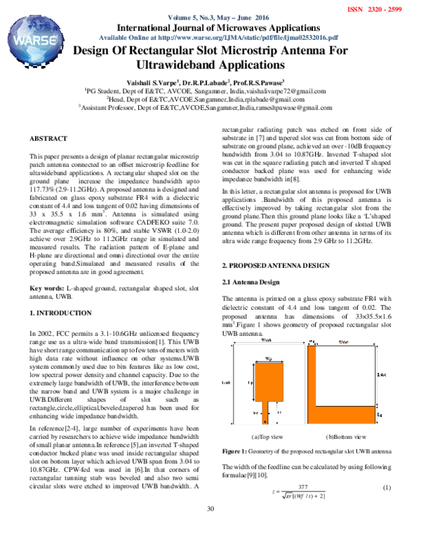 (PDF) Design Of Rectangular Slot Microstrip Antenna For Ultrawideband ...