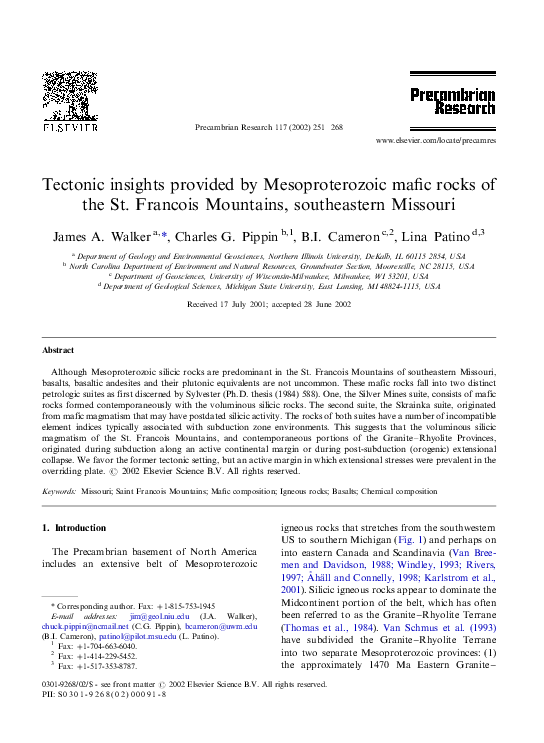 (PDF) Tectonic insights provided by Mesoproterozoic mafic rocks of the St. Francois Mountains ...