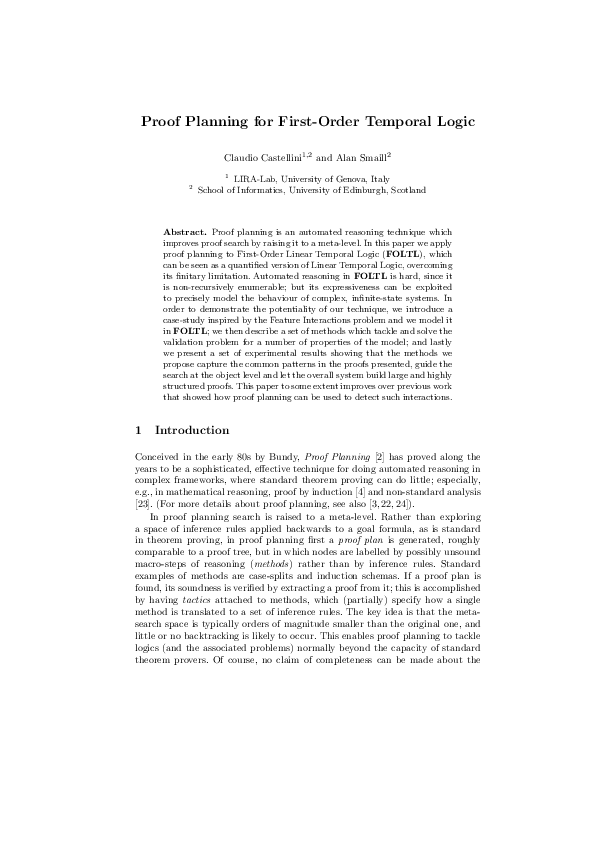 (PDF) Proof Planning for First-Order Temporal Logic