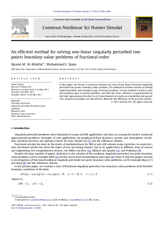 (PDF) An efficient method for solving non-linear singularly perturbed two points boundary-value ...