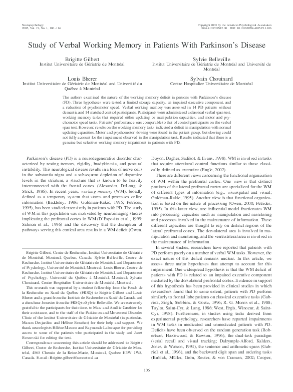 (PDF) Working Memory and Facial Expression Recognition in Patients with Parkinson’s Disease ...