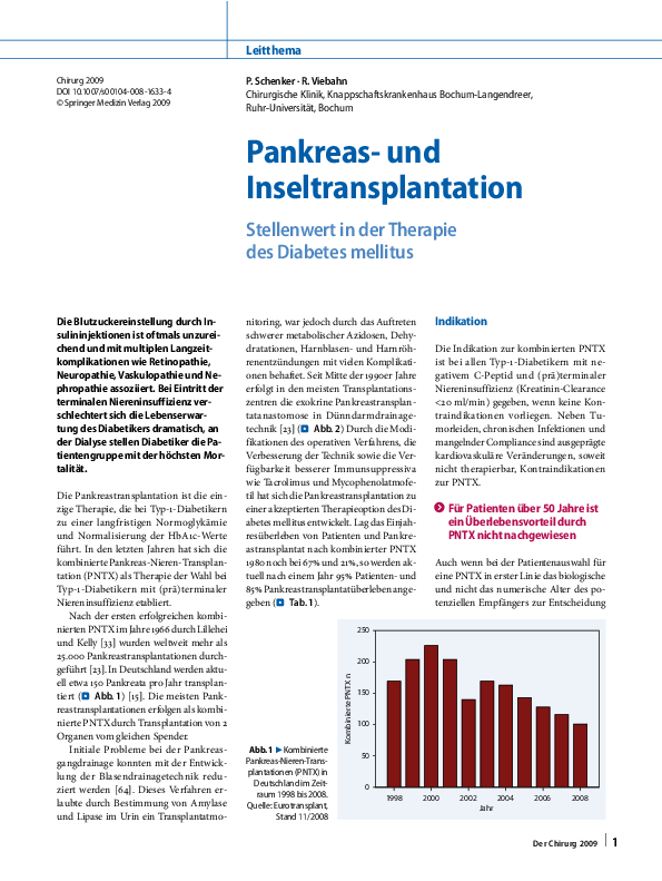 (PDF) Pancreas and islet transplantation
