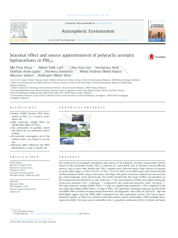 (PDF) Seasonal effect and source apportionment of polycyclic aromatic hydrocarbons in PM2.5