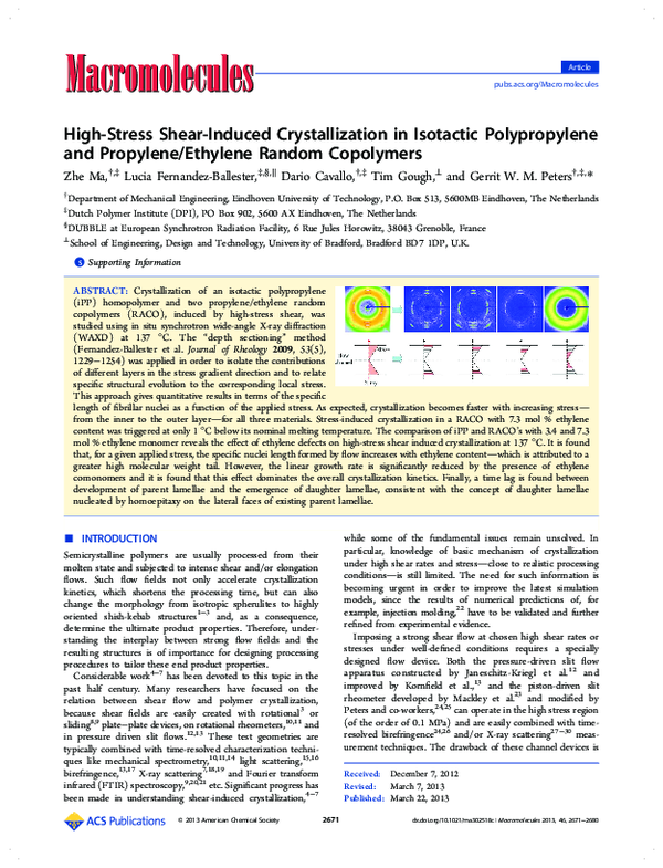 (PDF) High-Stress Shear-Induced Crystallization in Isotactic ...
