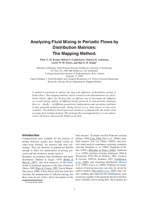 (PDF) Analyzing mixing in periodic flows by distribution matrices: Mapping method
