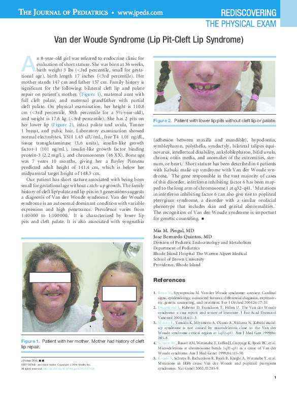 (PDF) Van der Woude Syndrome (Lip Pit-Cleft Lip Syndrome)