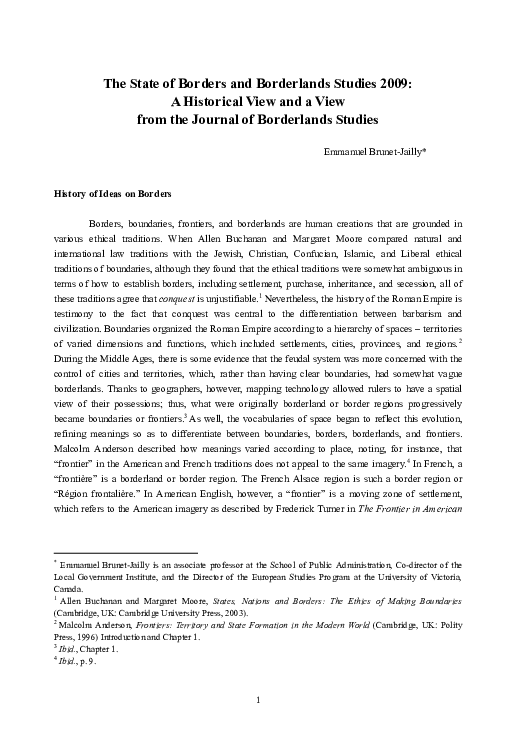 (PDF) The State of Borders and Borderlands Studies 2009: A Historical ...