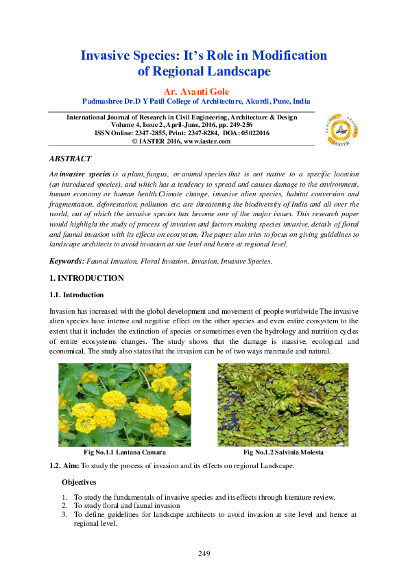 (PDF) Invasive Species: It's Role in Modification of Regional Landscape ...