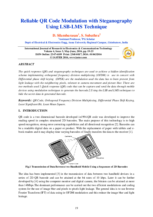 (PDF) Reliable QR Code Modulation with Steganography Using LSB-LMS ...