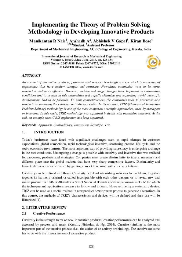 (PDF) Implementing the Theory of Problem Solving Methodology in ...