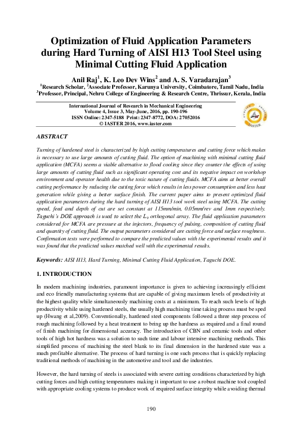 (PDF) Optimization of Fluid Application Parameters during Hard Turning ...