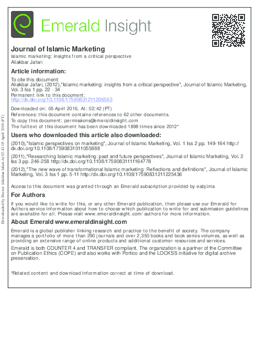(PDF) Islamic marketing: insights from a critical perspective Article ...