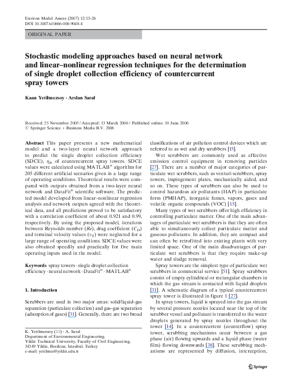 Pdf Stochastic Modeling Approaches Based On Neural Network And Linearnonlinear Regression