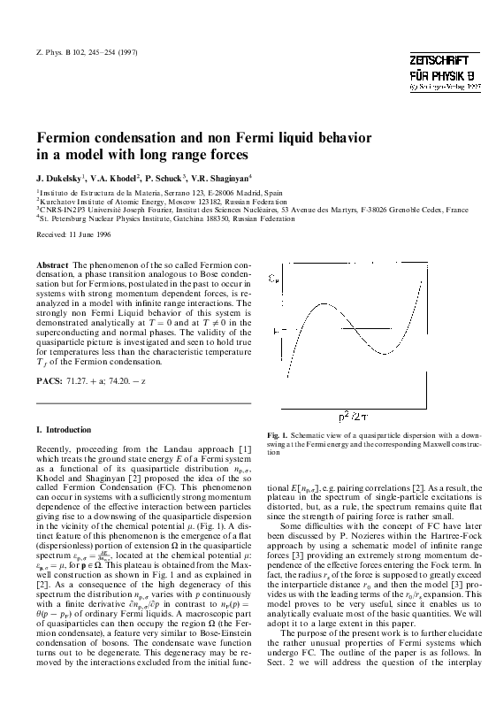 (PDF) Fermion condensation and non Fermi liquid behavior in a model ...