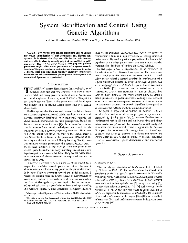 (PDF) System identification and control using genetic algorithms
