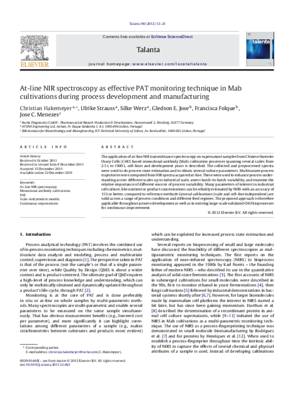 (PDF) At-line NIR spectroscopy as effective PAT monitoring technique in ...
