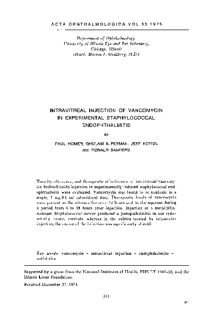 (PDF) Intravitreal Injection of Vancomycin in Experimental ...