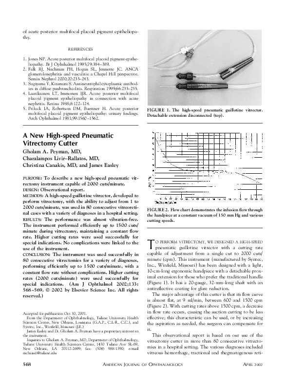 (PDF) A new high-speed pneumatic vitrectomy cutter