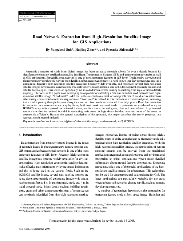 Pdf Road Network Extraction From High Resolution Satellite Image For Gis Applications