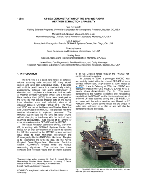 (PDF) At-Sea Demonstration of the SPS-48E Radar Weather Extraction Capability