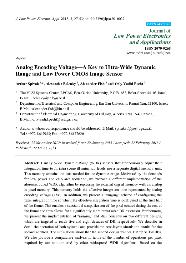 Pdf Analog Encoding Voltage—a Key To Ultra Wide Dynamic Range And Low