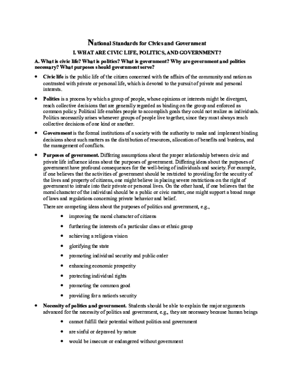 (DOC) National Standards for Civics and Government